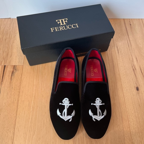 Ferucci | Shoes | Ferucci Handmade Mens Black Velvet Slipper Loafers ...